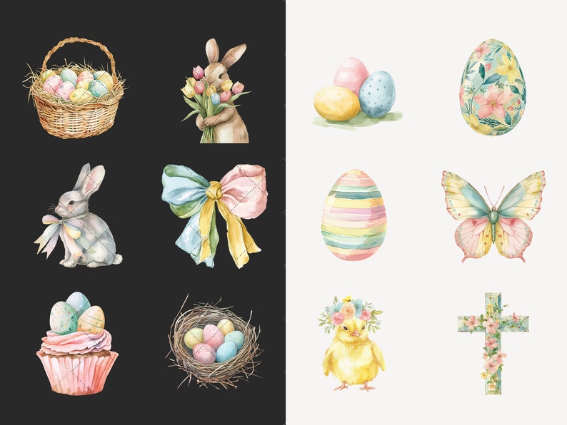 Watercolor Pastel Easter Clipart, Pastel Easter Eggs Clip Art, Easter ...