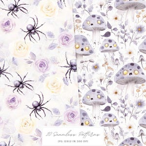 Watercolor Pastel Halloween Seamless Patterns, Pumpkin Spooky Pattern ...