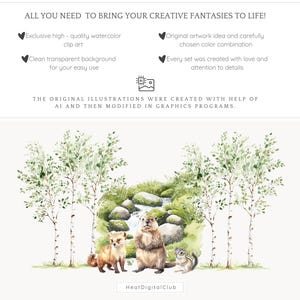 Watercolor Woodland Animals Clipart, Forest Animals PNG, Life in the ...