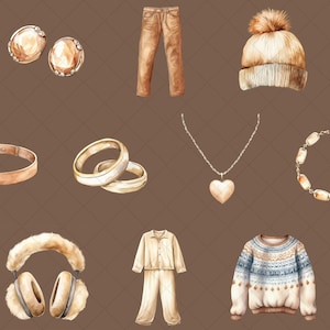 Watercolor Winter Fashion Clipart Bundle, Winter Clothes Clip Art, Cozy ...