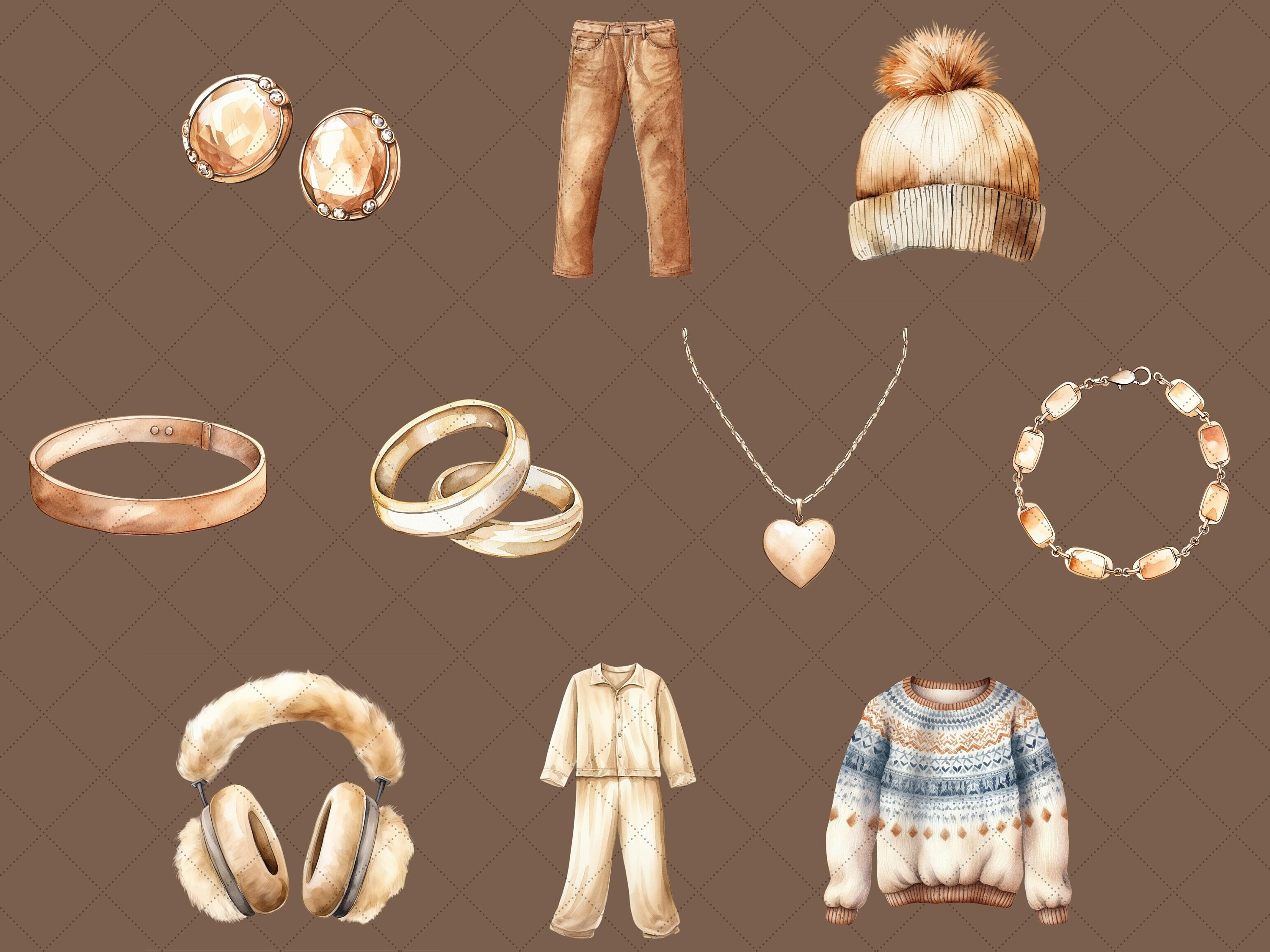 Watercolor Winter Fashion Clipart Bundle, Winter Clothes Clip Art, Cozy ...