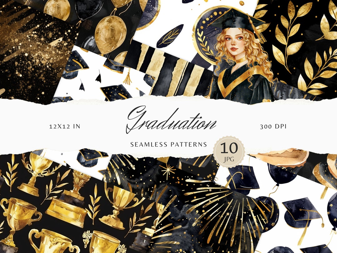 Watercolor Classic Graduation Seamless Patterns, Pattern JPEG, Stripes ...