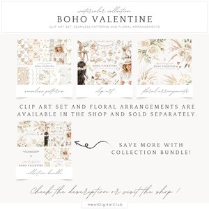 Watercolor Valentines Day Seamless Patterns, Boho Valentines JPG ...