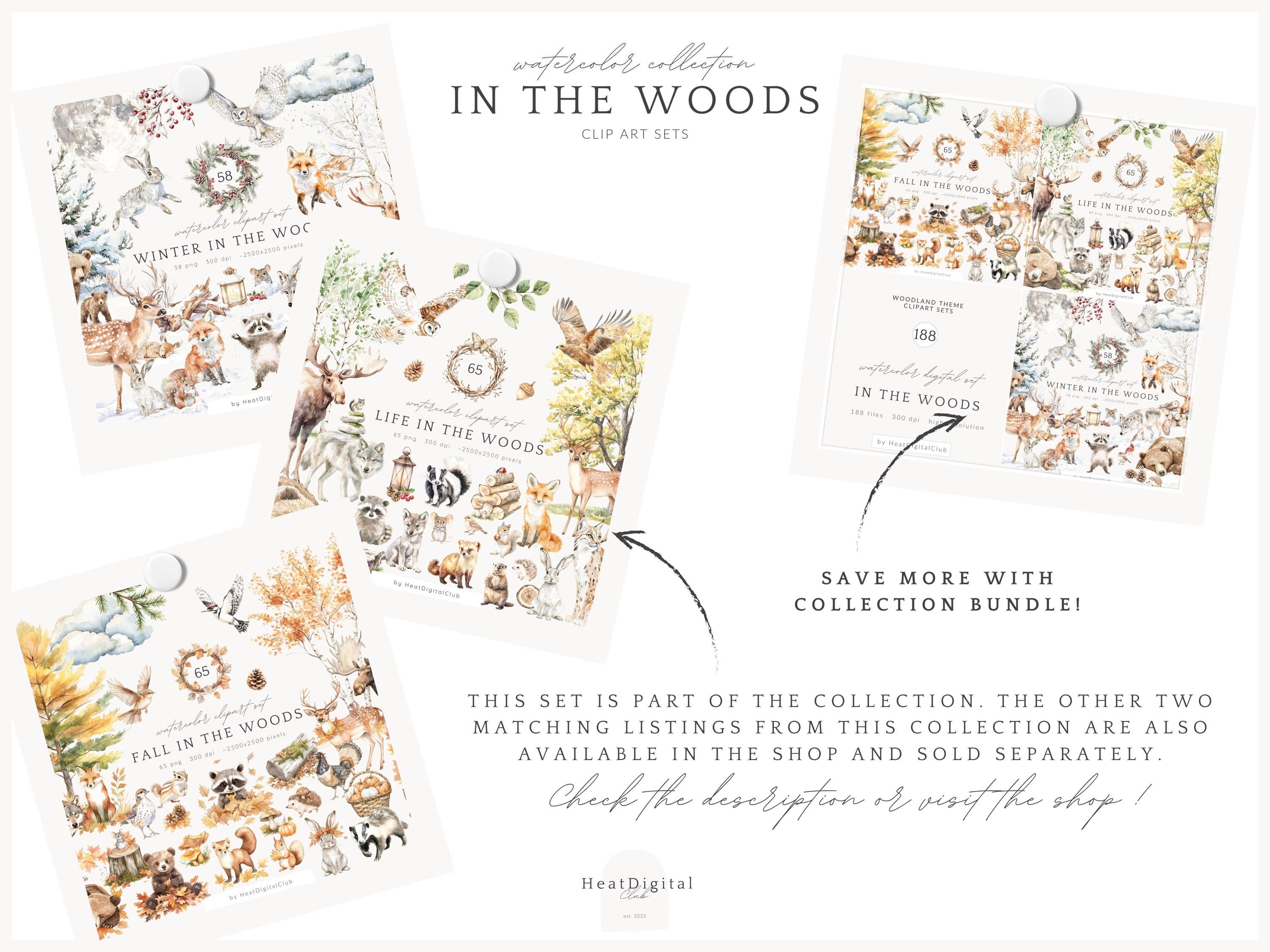 Watercolor Winter Woodland Clipart, Winter Clip Art, Winter Animals ...