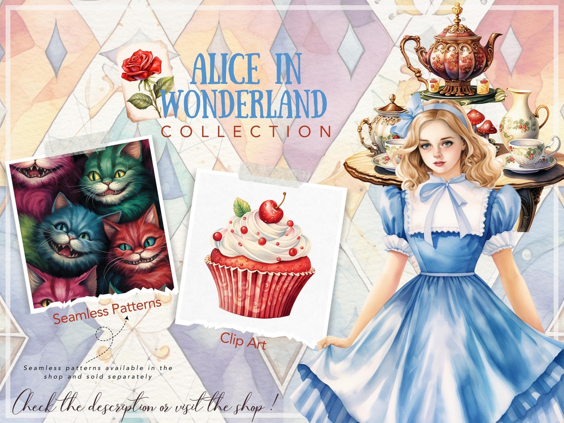 Watercolor Alice in Wonderland Clipart, Alice Clip Art, Alice ...