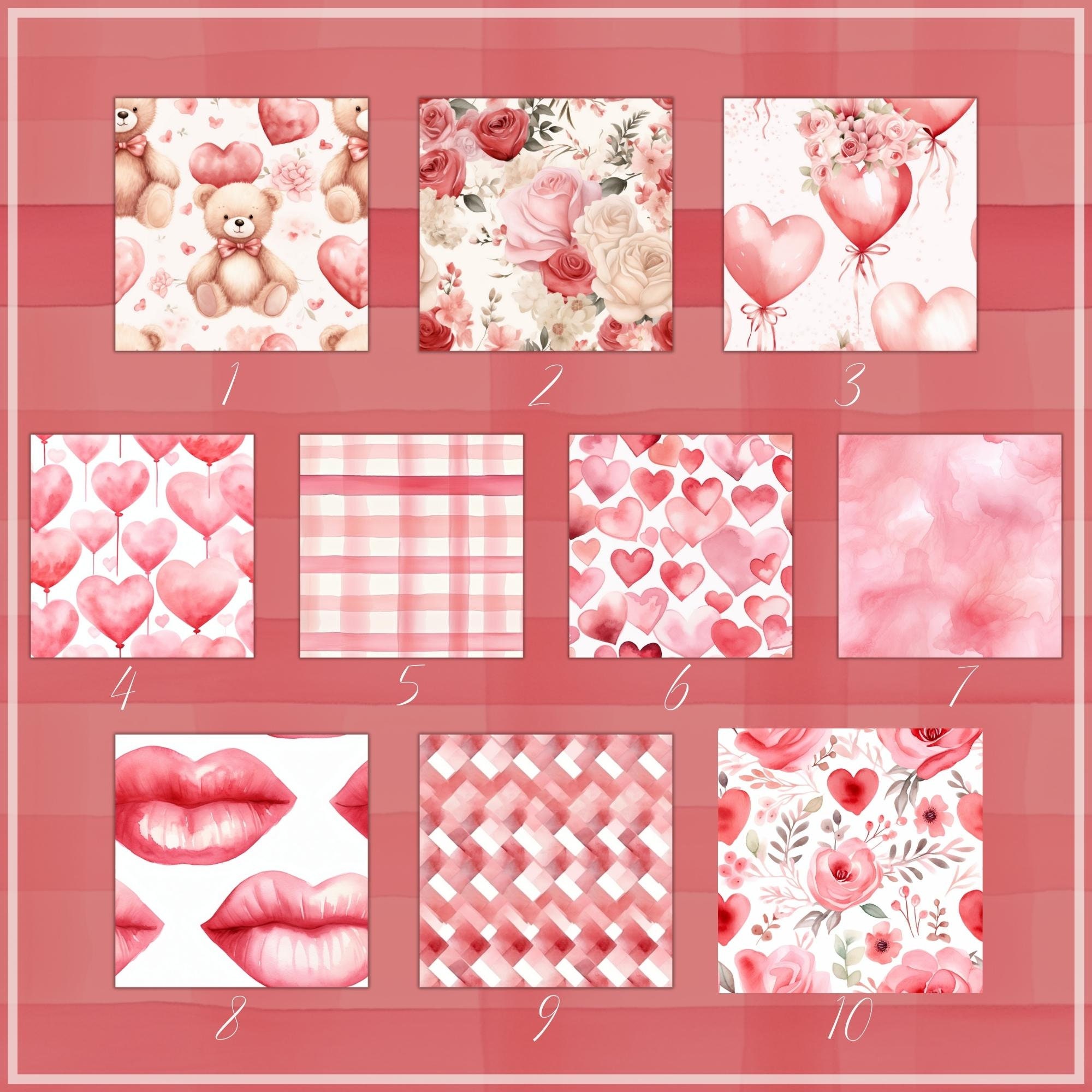 Watercolor Classic Valentine Seamless Patterns, Valentines Day JPG ...