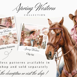 Watercolor Spring Western Clipart Bundle, Cowgirl Texas Horse Ranch ...