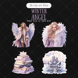 Watercolor Winter Snow Angel Clipart Bundle PNG, Magical Winter ...