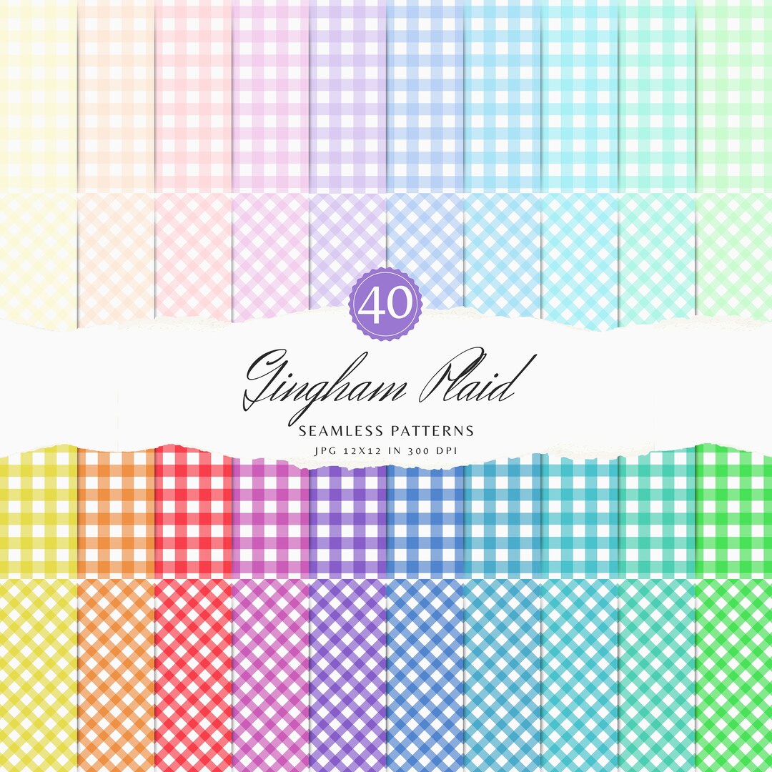 Pastel Gingham Plaid Seamless Patterns, Diagonal and Straight Gingham ...