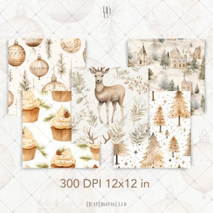 10 Seamless Watercolor Christmas Patterns, Xmas JPEG, Holiday Digital ...
