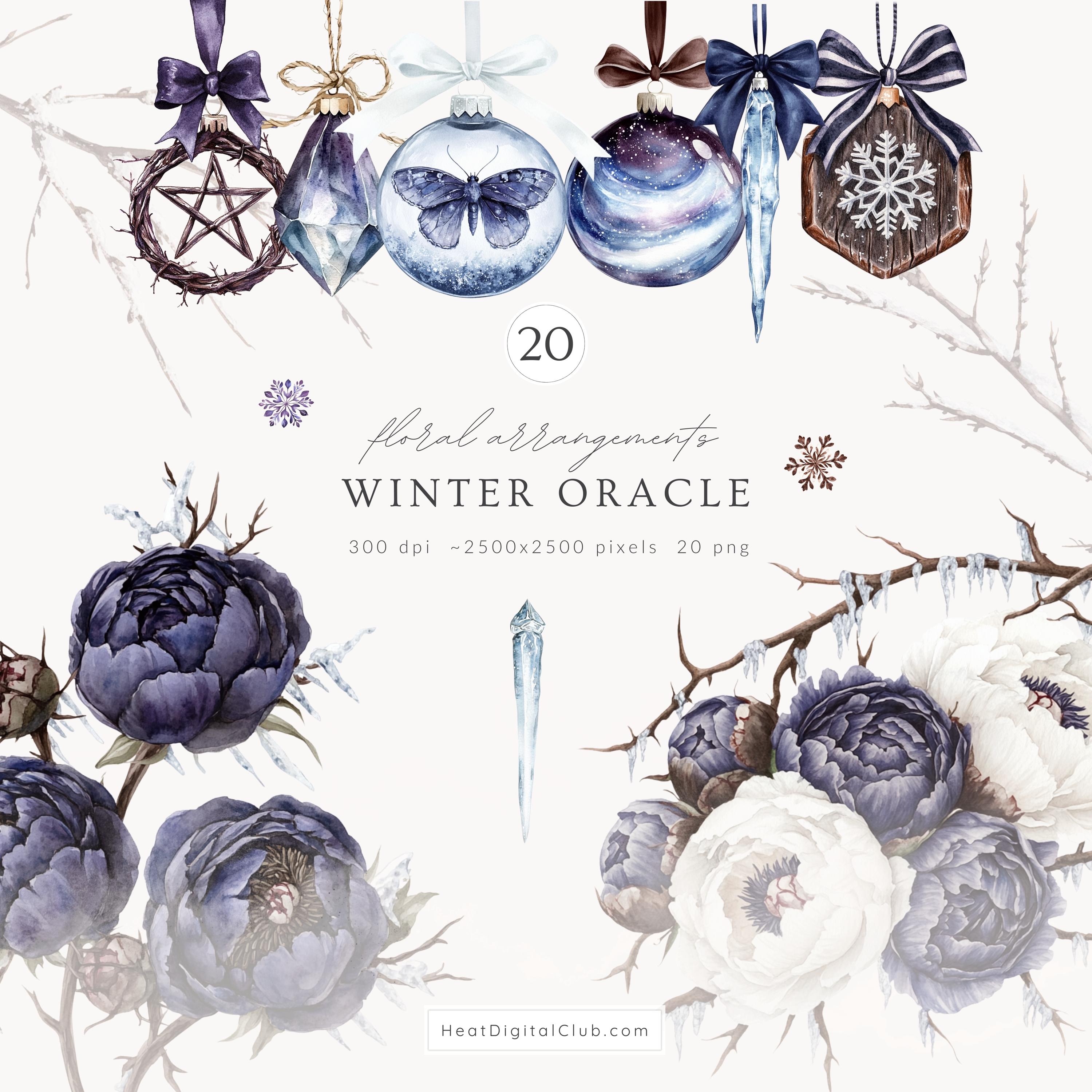 Watercolor Winter Oracle Clipart, Magical Winter Clipart, Magic Winter ...