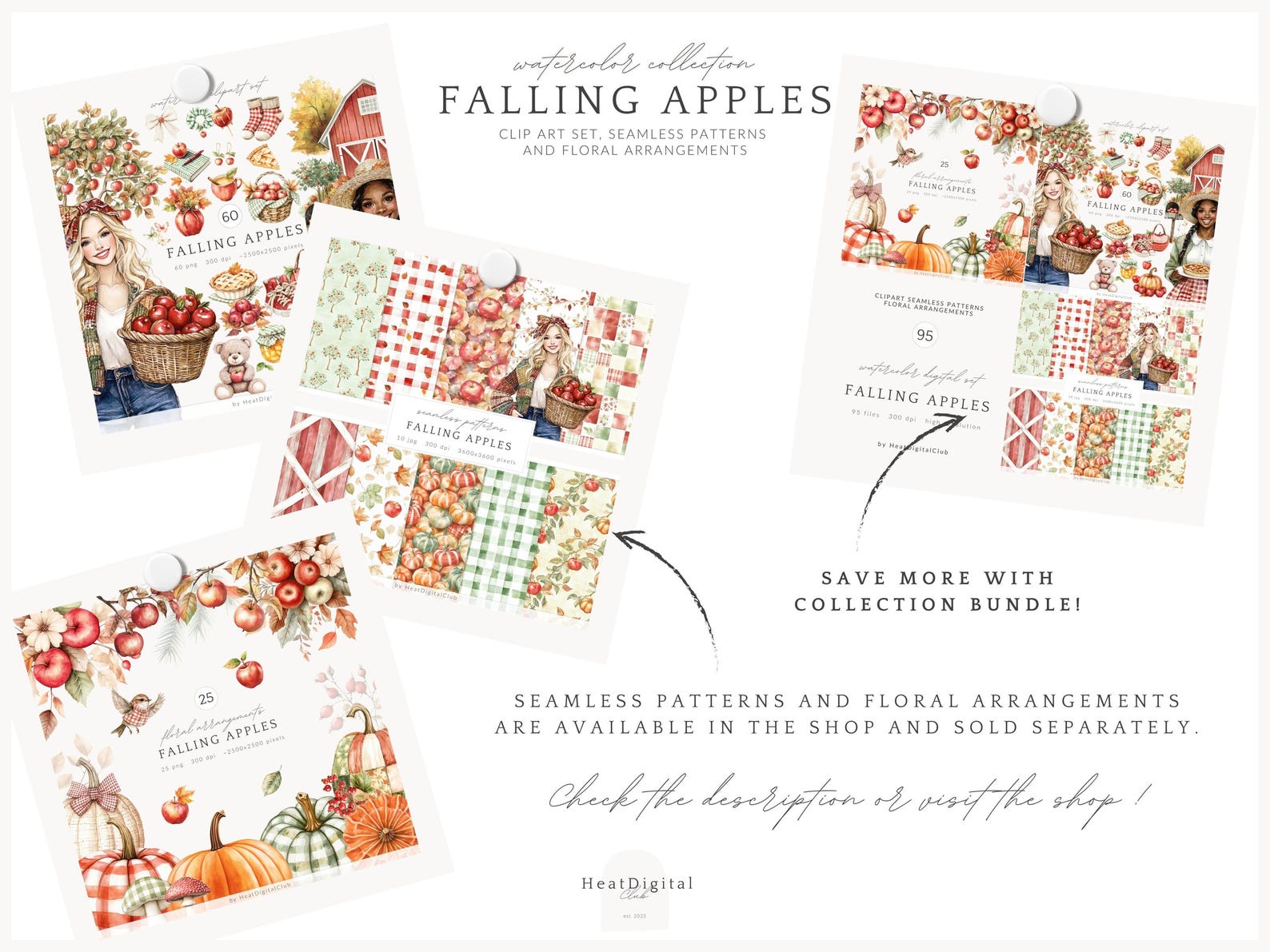 Watercolor Falling Apples Clipart, Fall PNG, Cozy Autumn Farm ...