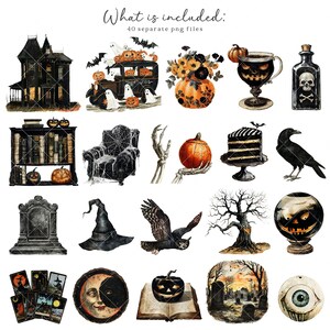 Vintage Creepy Halloween Clipart, Old Style Antique Halloween Clip Art ...