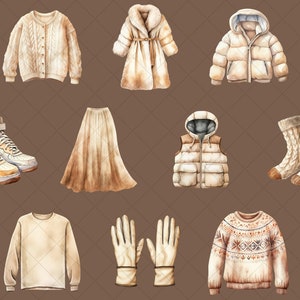 Watercolor Winter Fashion Clipart Bundle, Winter Clothes Clip Art, Cozy ...