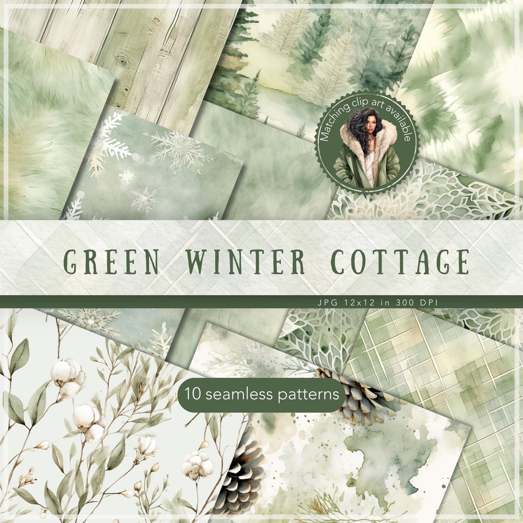 Seamless Watercolor Cozy Winter Patterns, Cottage Core Snowflakes ...