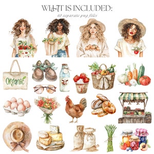 Watercolor Farmers Market Clipart, Fresh Vegetable Clipart, Veggie Clip ...