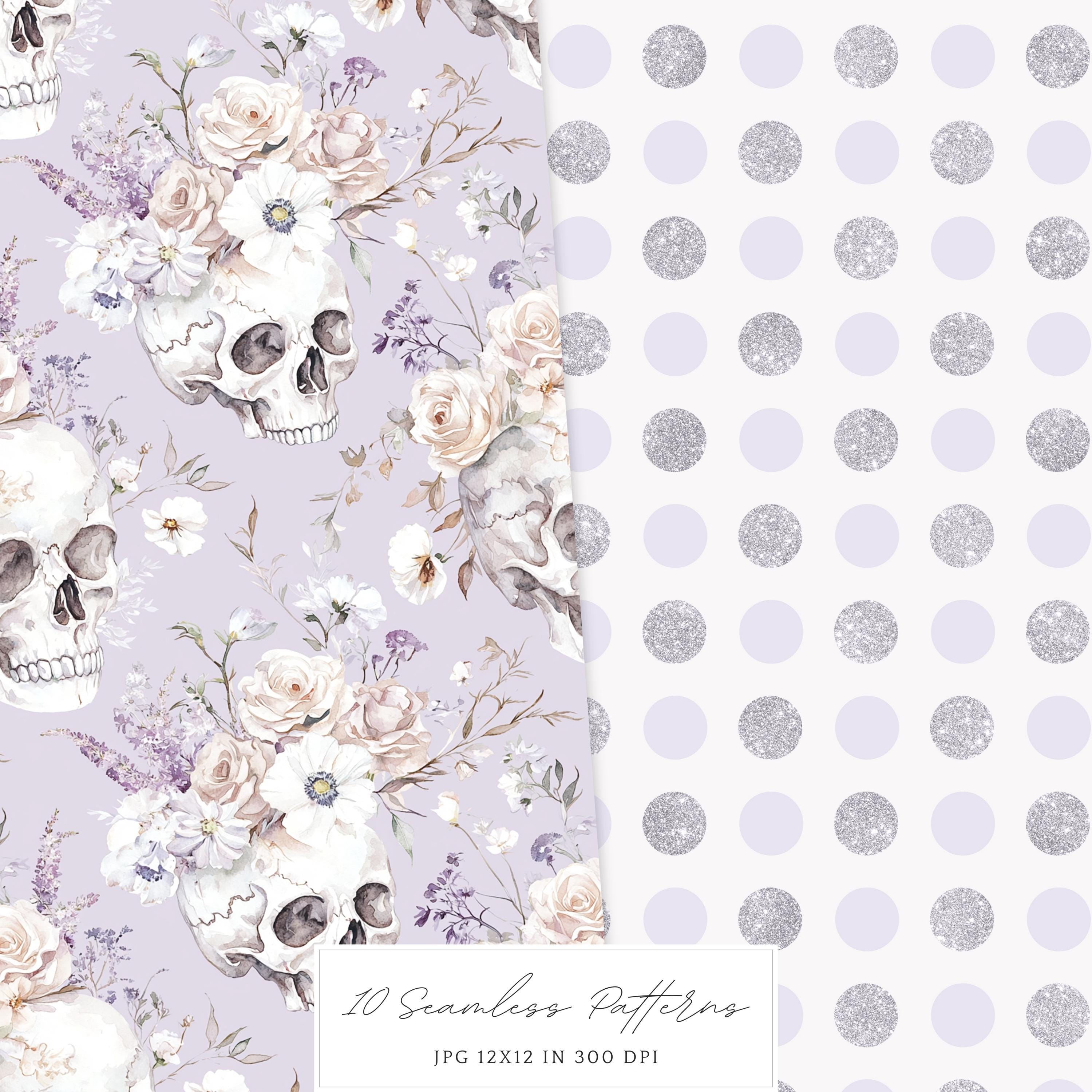 Watercolor Pastel Halloween Patterns, Floral Pumpkin Ghosts (digital ...