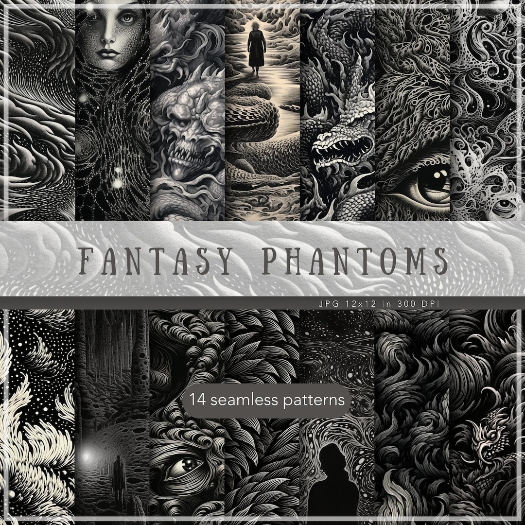 14 Seamless Watercolor Fantasy Phantoms Patterns, Mystical Digital ...