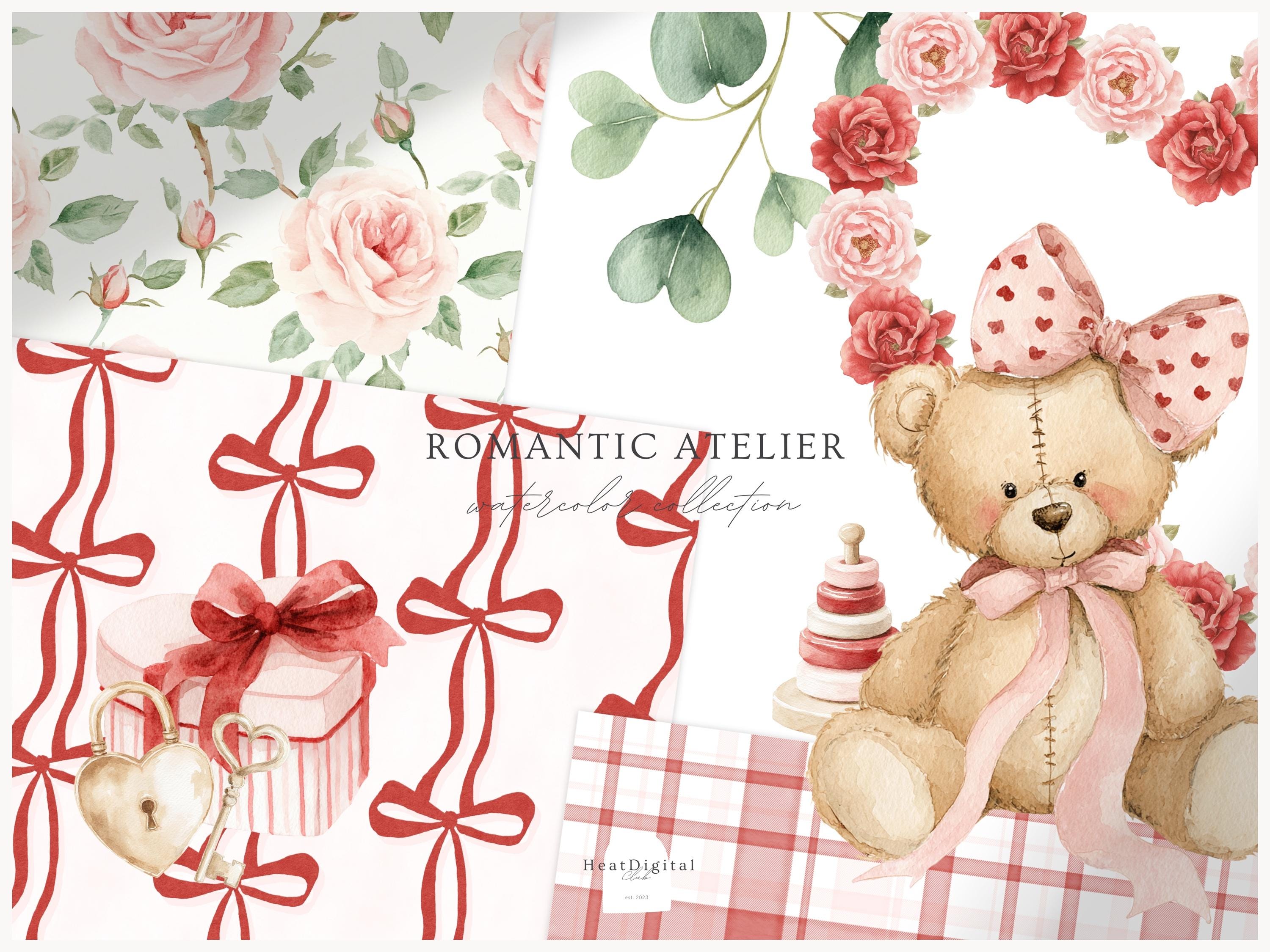 Watercolor Valentine’s Day Clipart, Romantic Atelier PNG, Cute Vintage ...