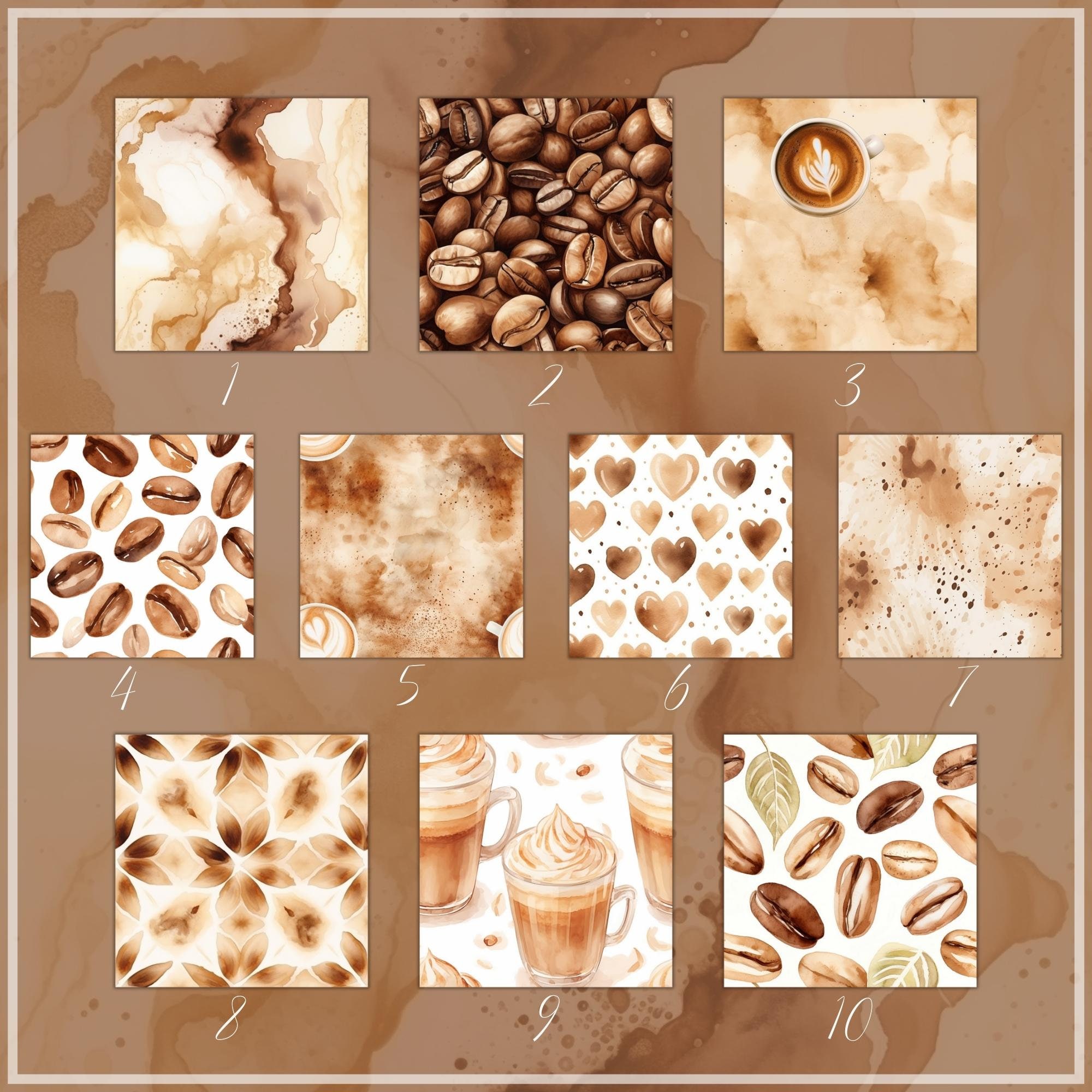 Watercolor Coffee Lover Seamless Patterns, Coffee Pattern JPEG, Coffee ...