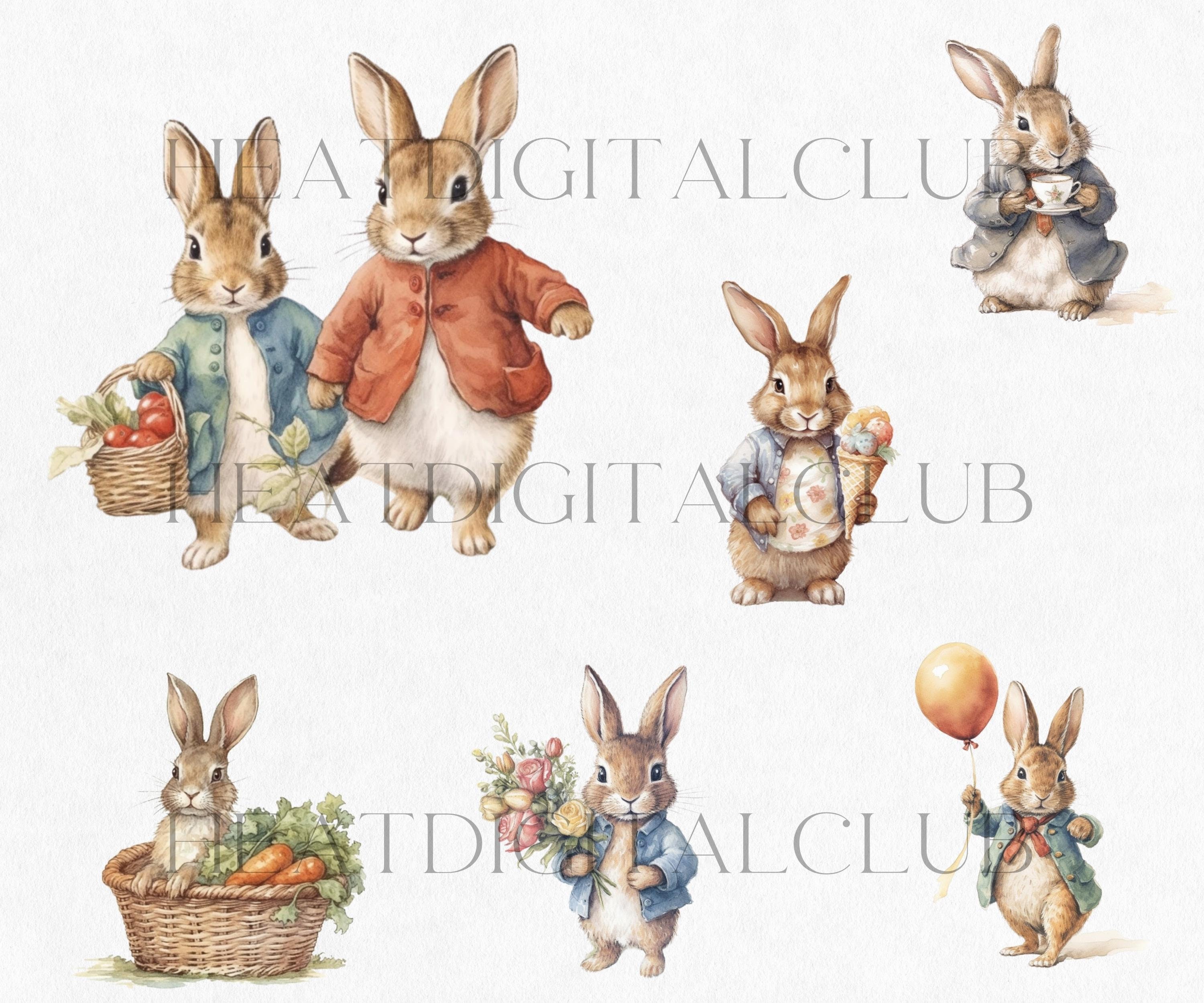 Cute Rabbits Clipart Cute Watercolor Bunny Clip Art Cute - Etsy