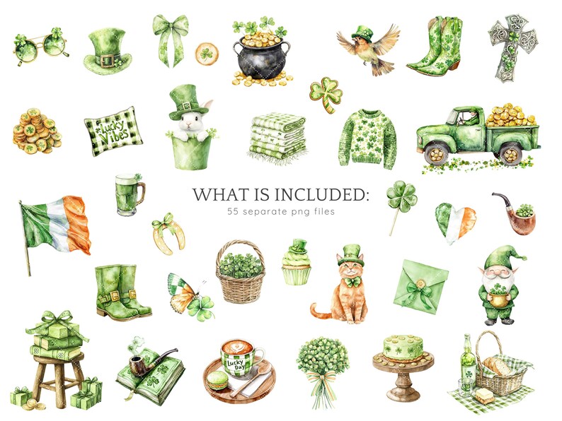 Watercolor St. Patrick's Day Cottage Clipart, PNG (digital Download) - Etsy