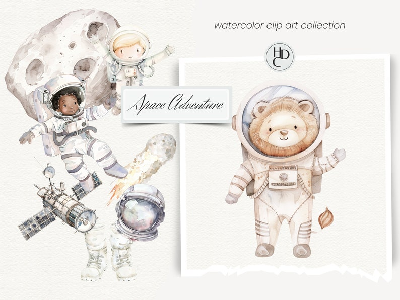Watercolor Space Adventure Clipart Bundle, Cute Astronaut Clipart ...