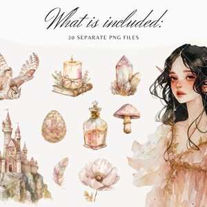 Watercolor Enchanted World Clipart Bundle, Fantasy Clip Art, Magic ...