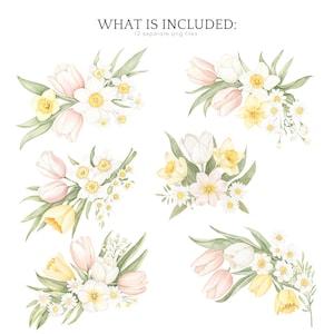 Watercolor Happy Easter Floral Arrangements Clipart, Tulips PNG, Spring ...