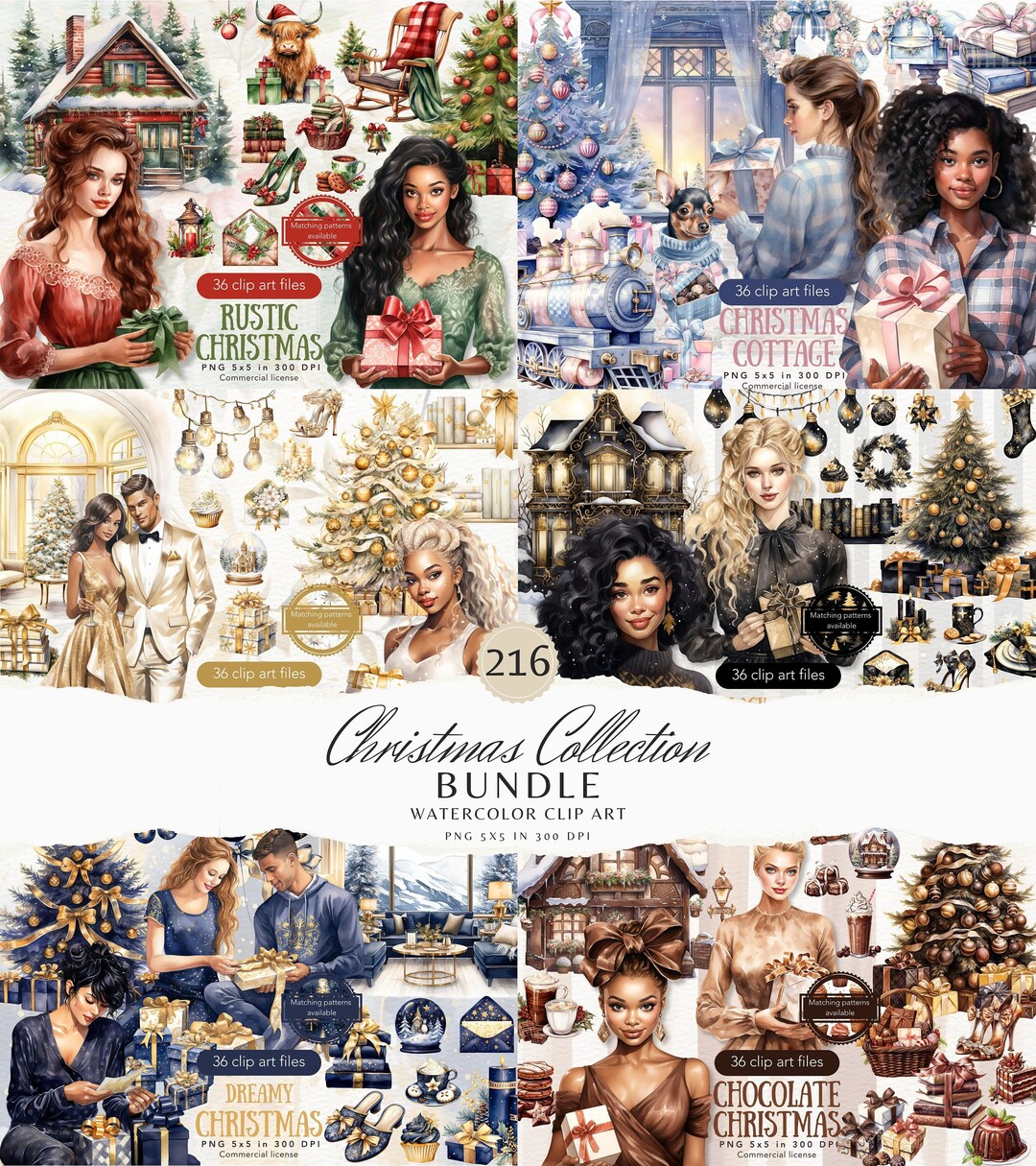 Watercolor Christmas PNG Clipart Bundle Images, Christmas Clipart ...