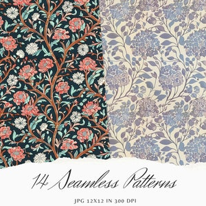 14 Seamless William Morris Patterns, Vintage Floral Digital Download ...