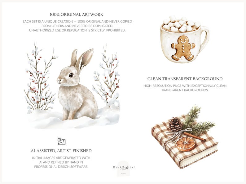 Watercolor Winter Cocoa Clipart Set | Elegant Cozy Winter Christmas PNG ...