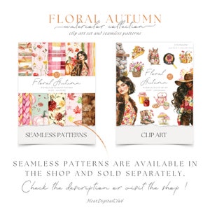 Watercolor Floral Autumn Clipart Bundle, Fall Clipart PNG, Colorful ...