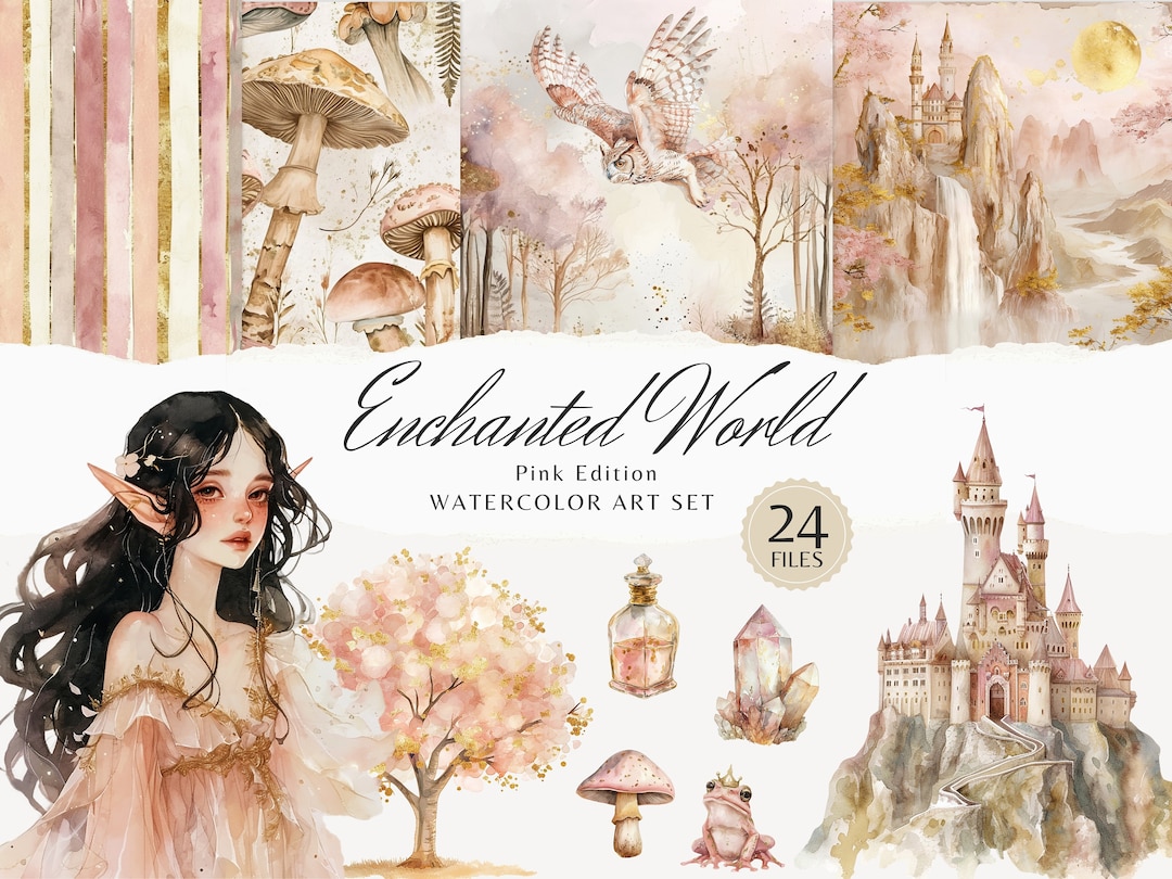 Watercolor Enchanted World Clipart Bundle, Fantasy Clip Art, Magic ...