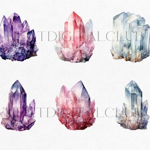 Watercolor Crystals Gemstones Clip Art Crystals and Minerals - Etsy