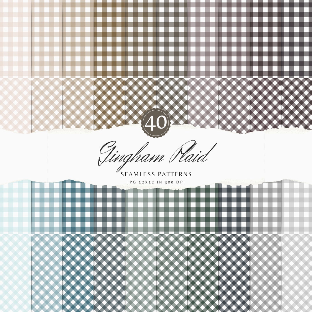 Neutral Gingham Plaid Seamless Patterns, Diagonal and Straight Gingham ...