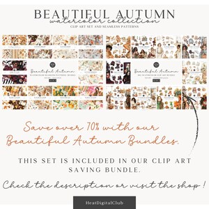 Watercolor Floral Autumn Clipart Bundle, Fall Clipart PNG, Colorful ...