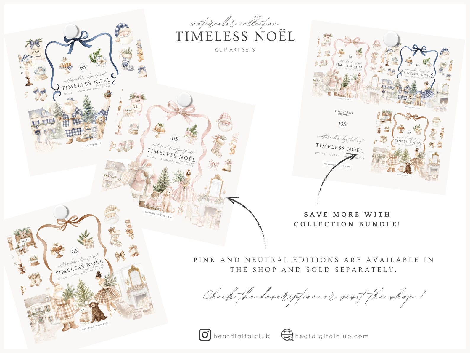 Watercolor Timeless Noël Clipart, Cozy Winter Clip Art Bundle ...
