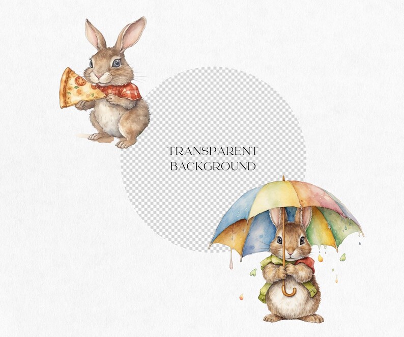 Cute Rabbits Clipart Cute Watercolor Bunny Clip Art Cute - Etsy