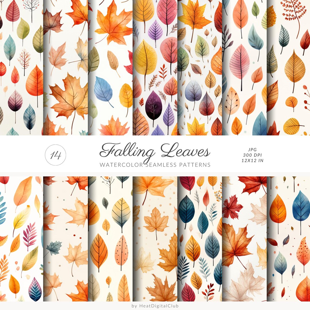 Seamless Watercolor Falling Fall Leaves Patterns, Autumn Leaf Pattern ...
