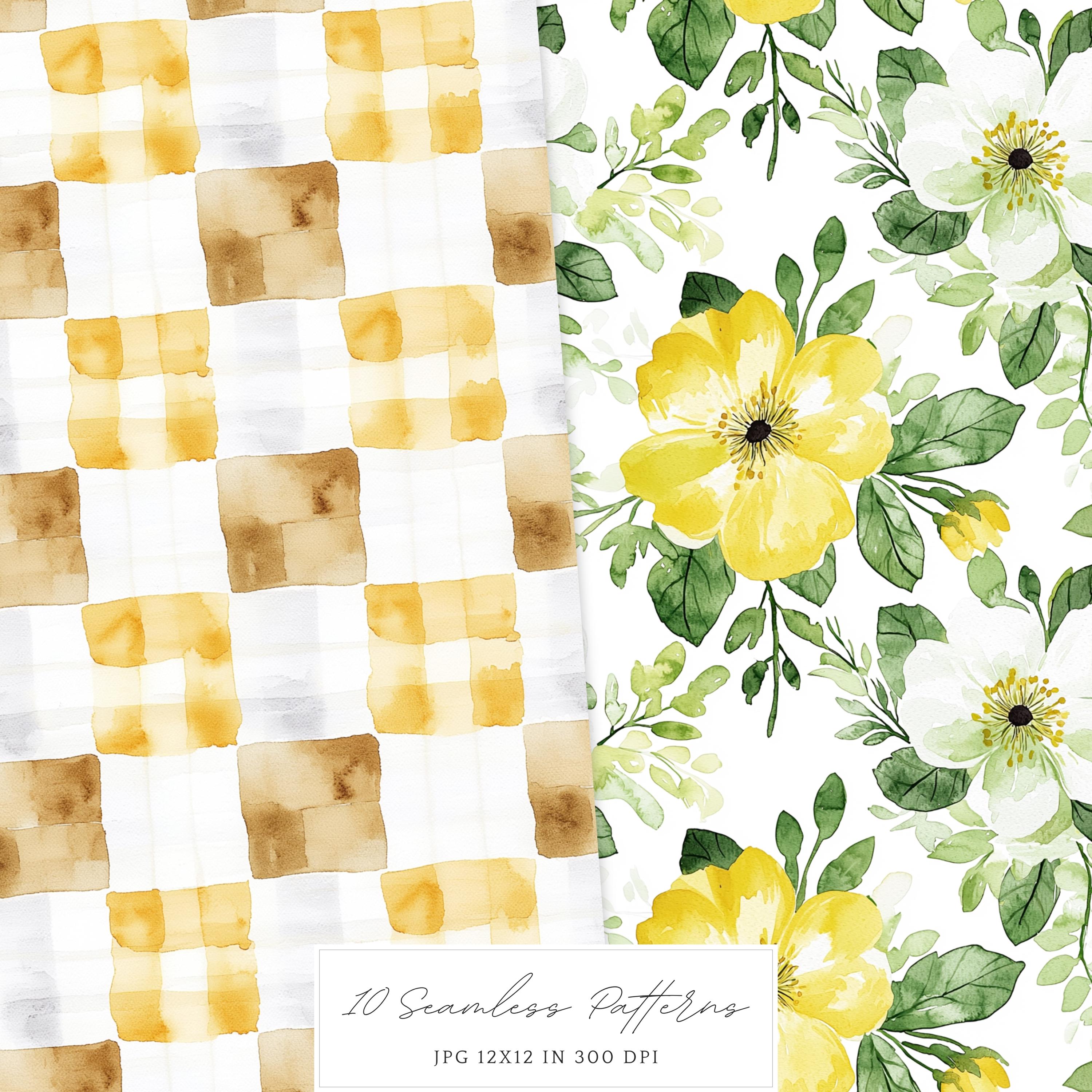 Watercolor Fresh Essence Seamless Patterns, Floral Pattern JPEG, Spring ...