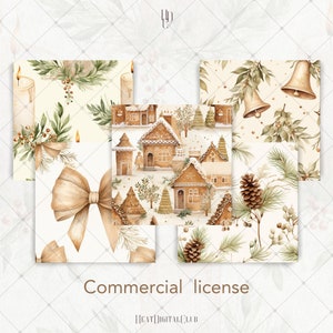 10 Seamless Watercolor Christmas Patterns, Xmas JPEG, Holiday Digital ...