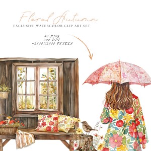 Watercolor Floral Autumn Clipart Bundle, Fall Clipart PNG, Colorful ...