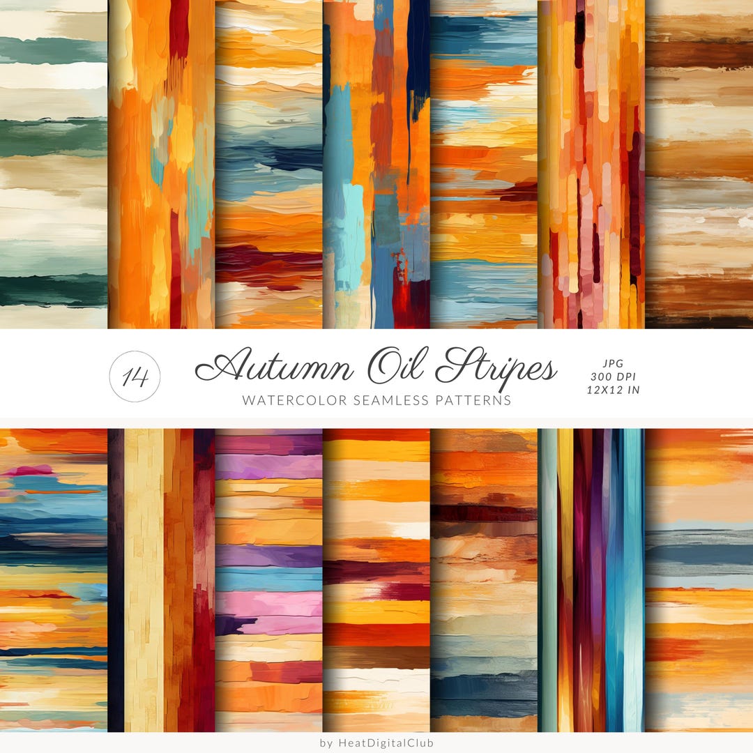 Seamless Oil Painted Stripes Fall Patterns, Autumn Tones Patterns ...