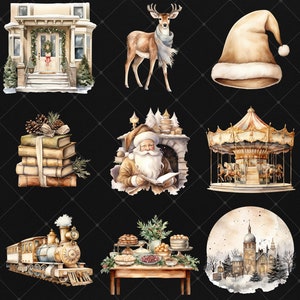 Watercolor Cozy Christmas PNG Clipart Bundle Images, Christmas Clipart ...
