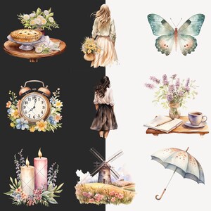 Watercolor Welcome Spring Clipart, Cozy Spring Clip Art, Floral ...