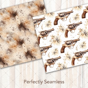 Seamless Watercolor Winter Western Patterns, Cactus Snowflakes Cowboy ...
