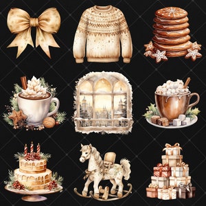 Watercolor Cozy Christmas PNG Clipart Bundle Images, Christmas Clipart ...