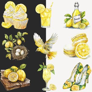 Watercolor Lemon Addiction Clipart Bundle, Lemonade Clip Art, Citrus ...
