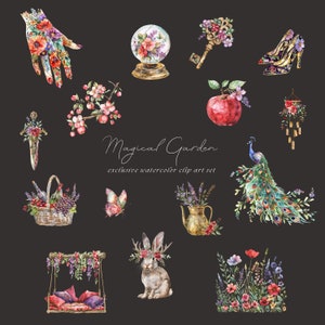 Watercolor Magical Garden Clipart, Fairytale PNG, Magic Creatures Clip ...